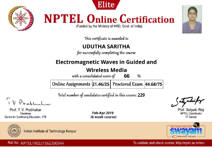 NPTEL-Certificates - Vaagdevi College of Engineering NPTEL-Certificates - Vaagdevi College of Engineering