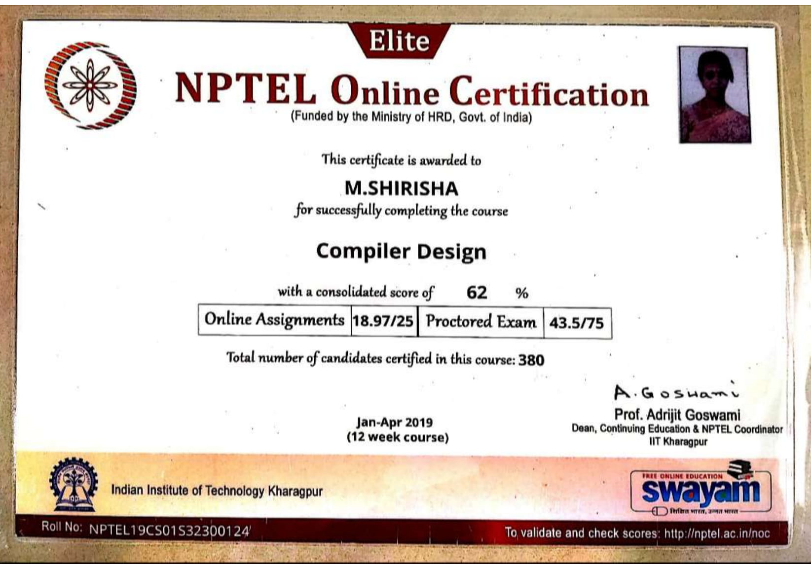 NPTEL-Certificates - Vaagdevi College of Engineering NPTEL-Certificates - Vaagdevi College of Engineering